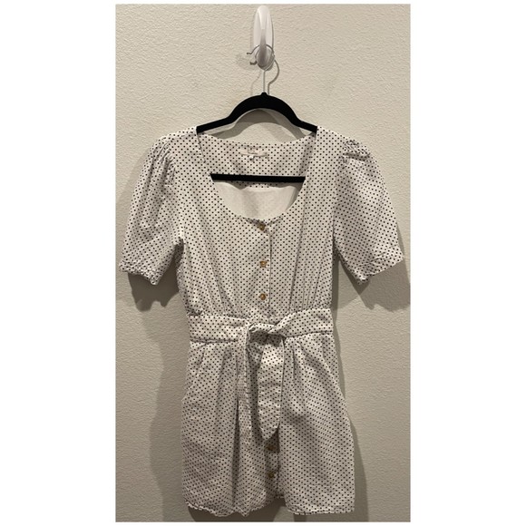 Tularosa | Dresses | Tularosa Polka Dot Antique White Short Sleeve Mini ...